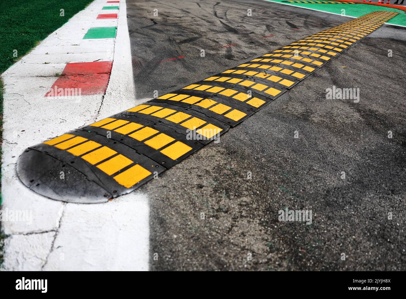 Monza, Italy. 08th Sep, 2022. Circuit atmosphere - kerb detail rumble ...