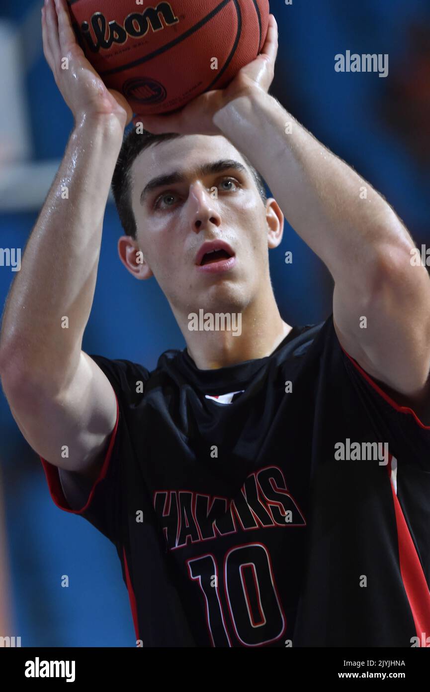 Justinian Jessup the Hawks warms up before the round 1 NBL match ...
