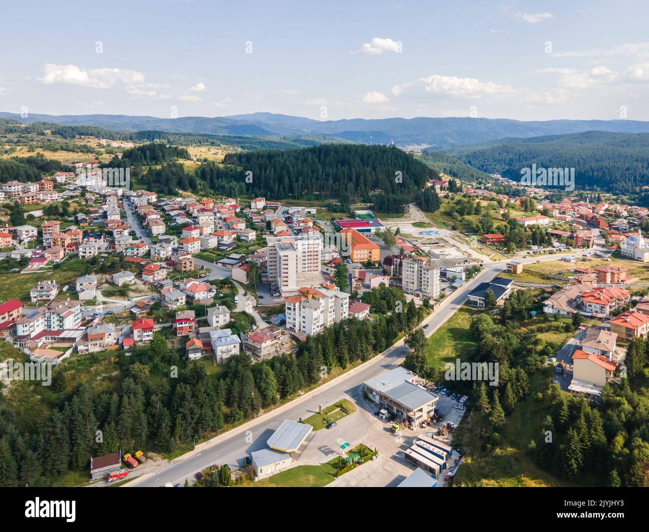 Aerial Summer view of Dospat Reservoir, Smolyan Region, Bulgaria Stock ...