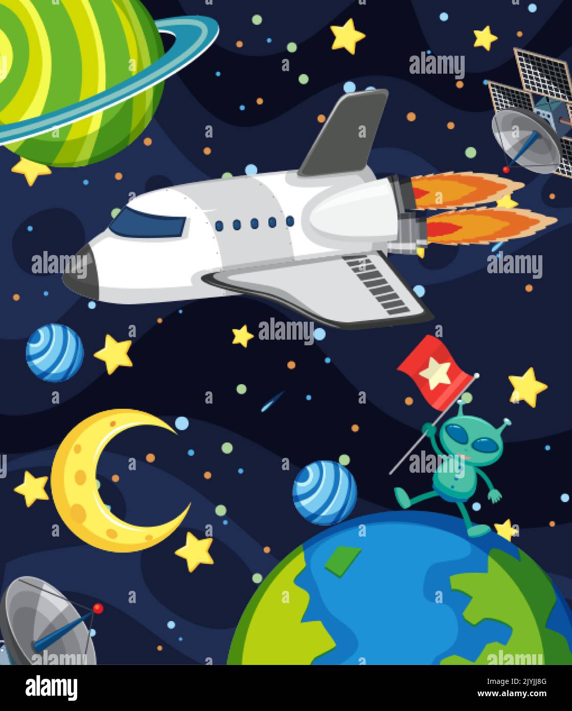 Cartoon space background template illustration Stock Vector Image & Art ...