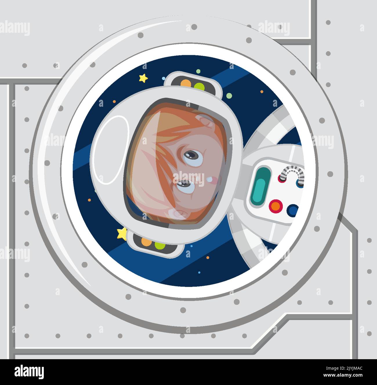 Spaceship window with astronaut illustration Stock Vector Image & Art ...