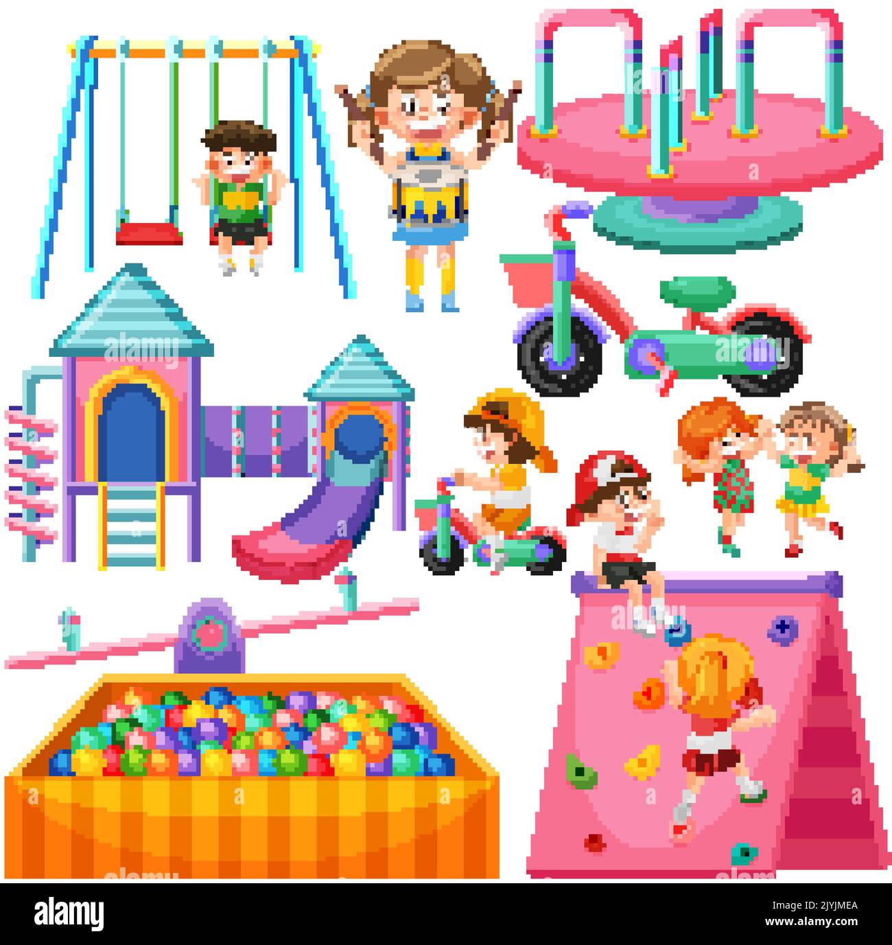 Set of different cute kids and objects illustration Stock Vector Image ...