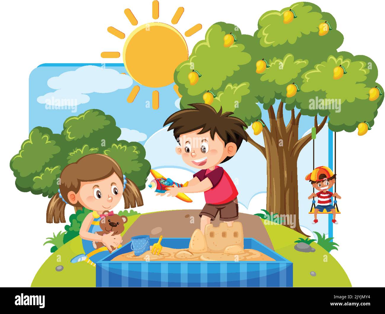 Children outdoor scene isolated illustration Stock Vector Image & Art ...