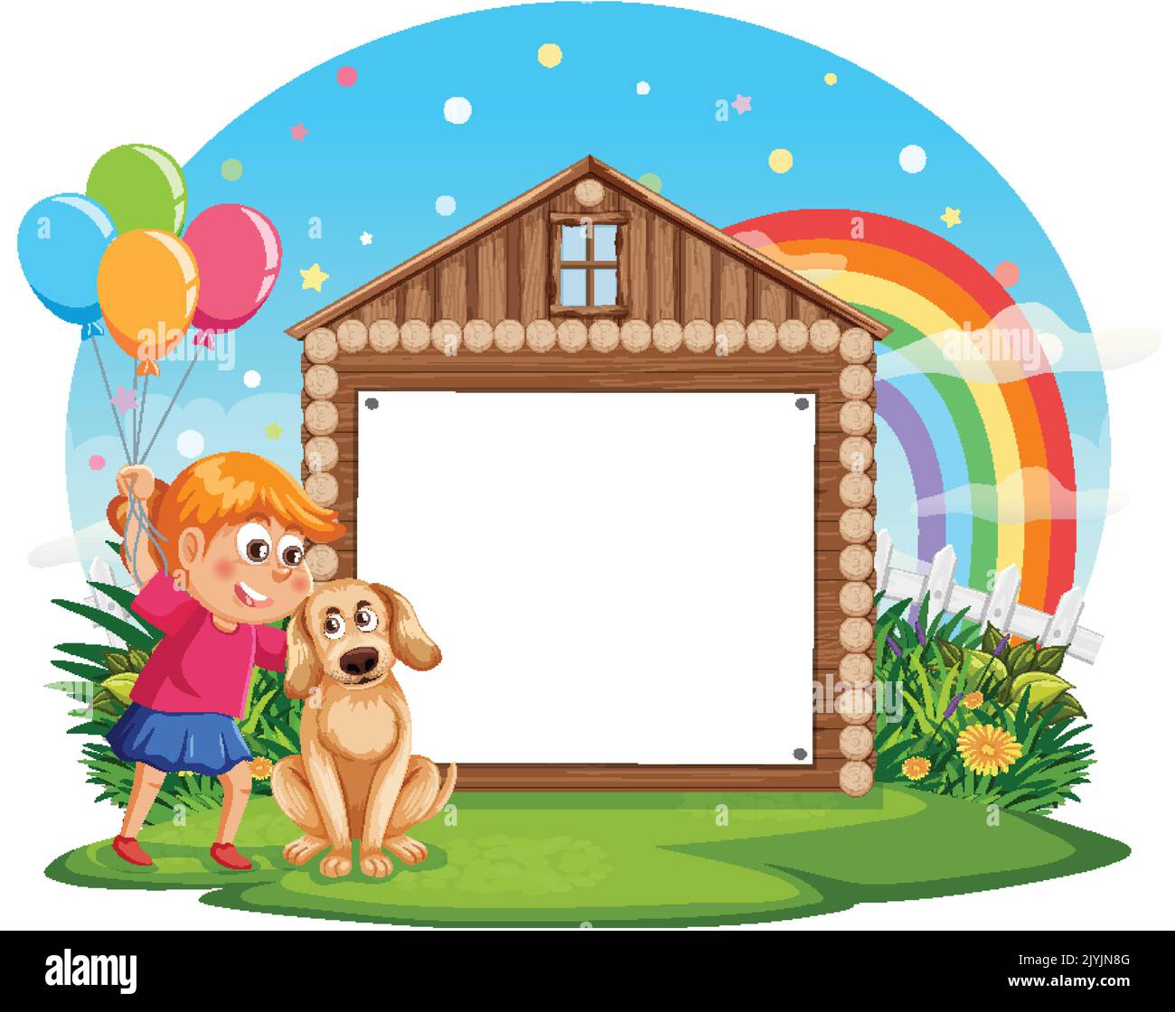 Empty board template with cartoon character illustration Stock Vector ...