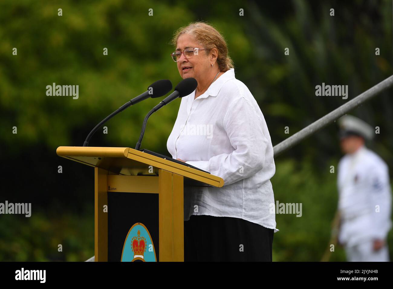 Auntie Joy Murphy Wandin AO speaks during a flag raising ceremony on ...