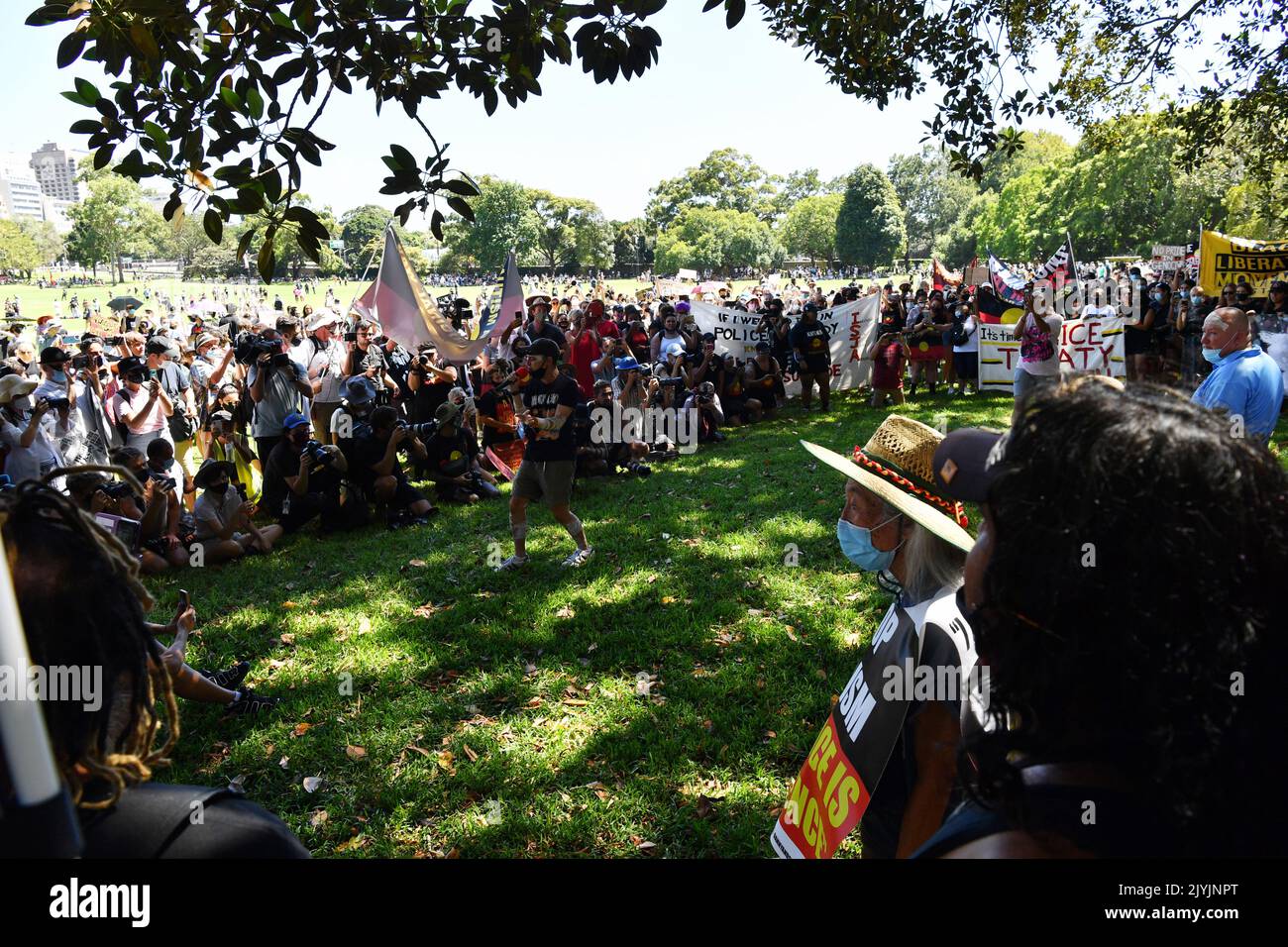 Indigenous and non-indigenous protesters during an Invasion Day rally ...