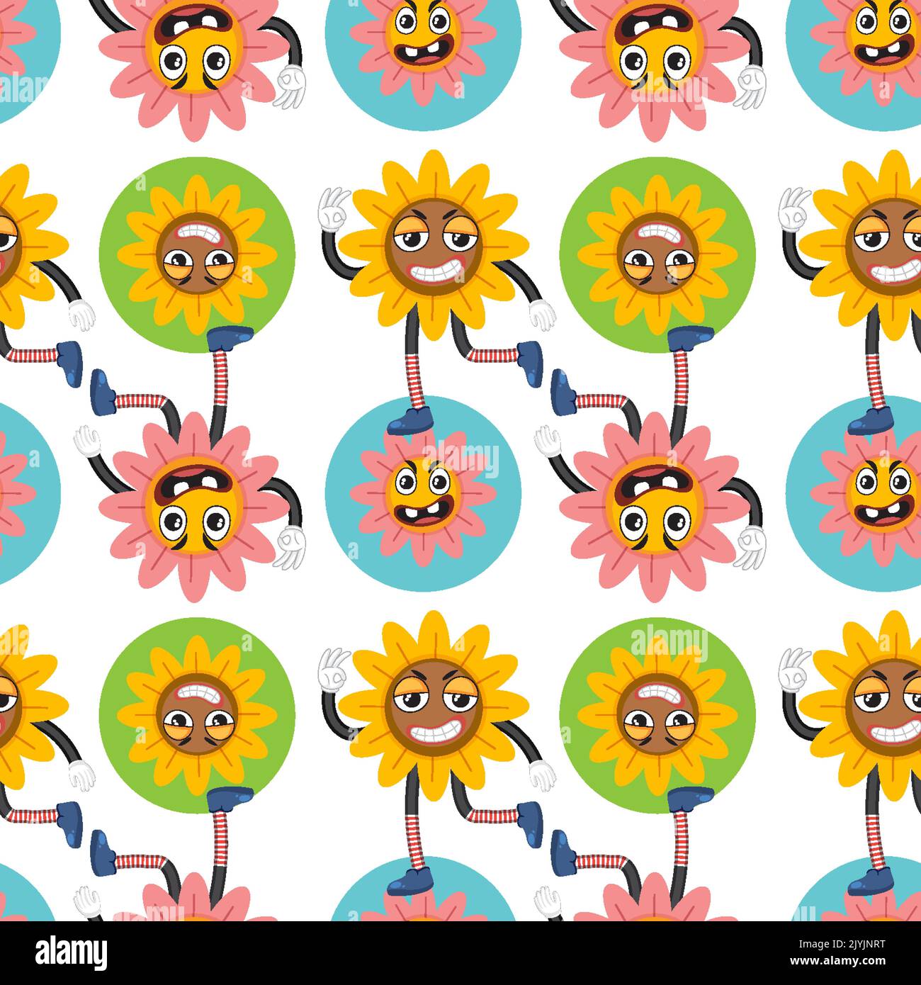 Cartoon flowers seamless pattern illustration Stock Vector Image & Art ...