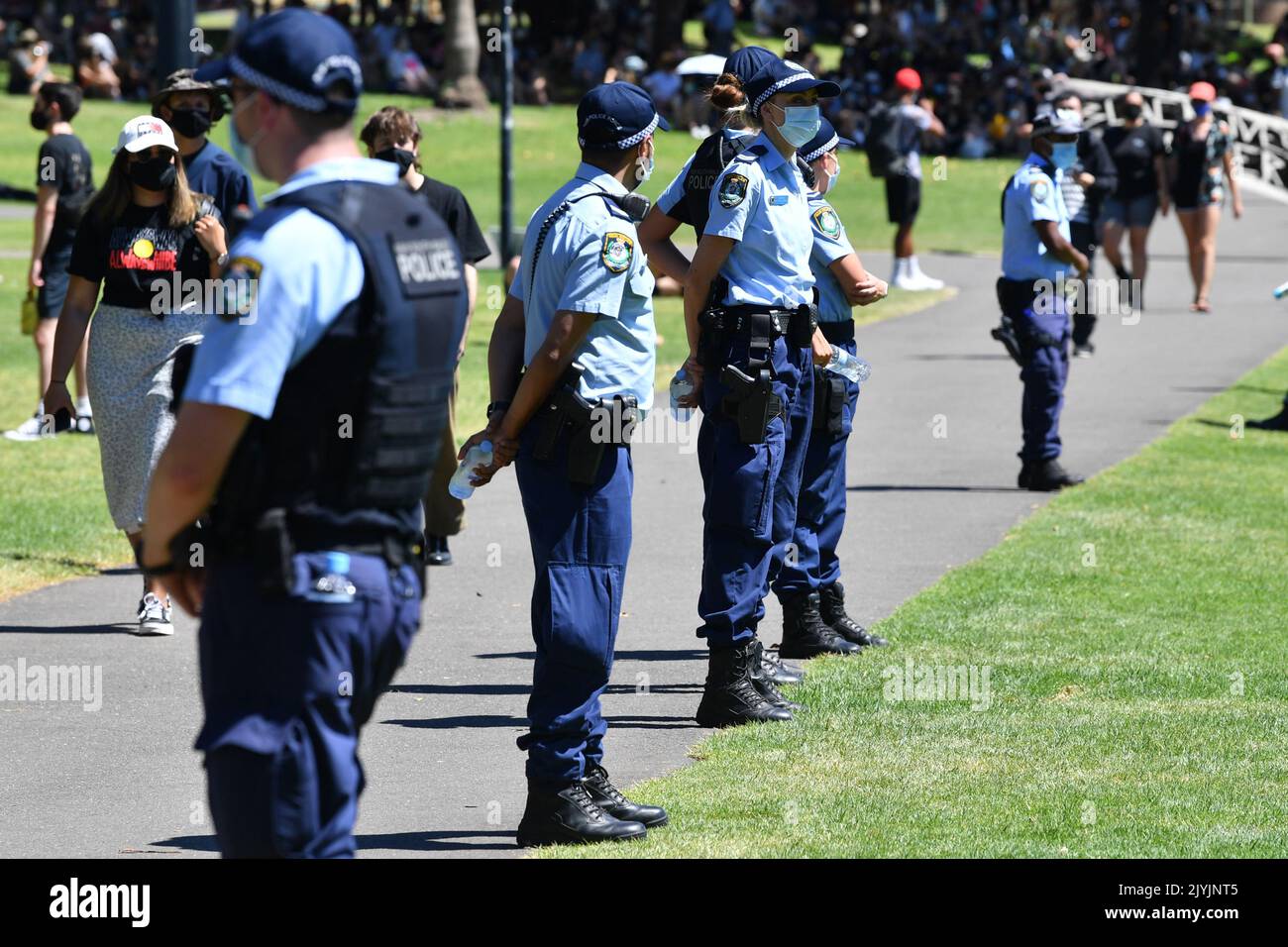Indigenous and non-indigenous protesters during an Invasion Day rally ...