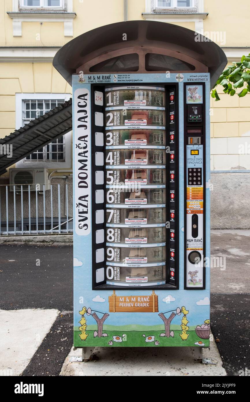 Slovenia, Ljubljana, Automatic egg dispenser Stock Photo - Alamy