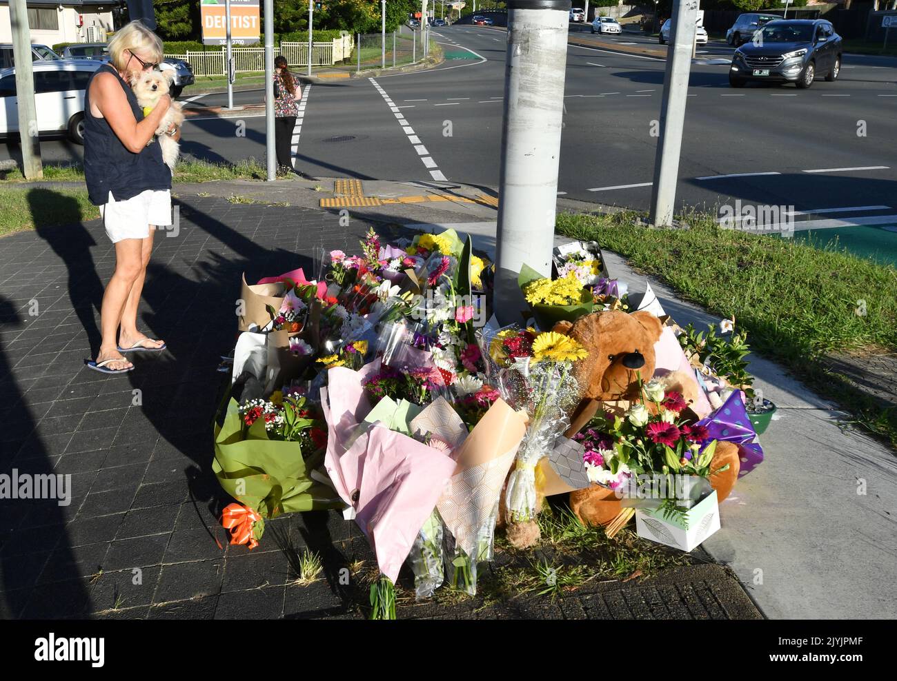 A women is seen at the scene where two pedestrians, Kate Leadbetter, 31 ...