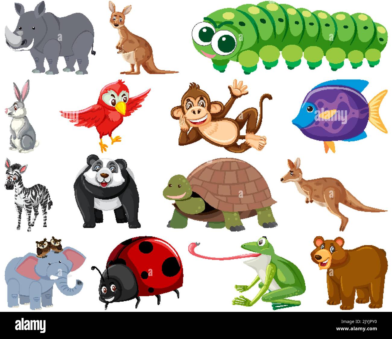 Set of various animals cartoon illustration Stock Vector Image & Art ...