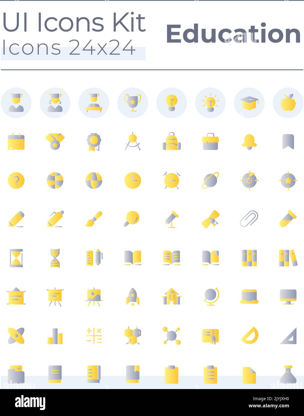Distance learning platform flat gradient two-color ui icons set Stock ...