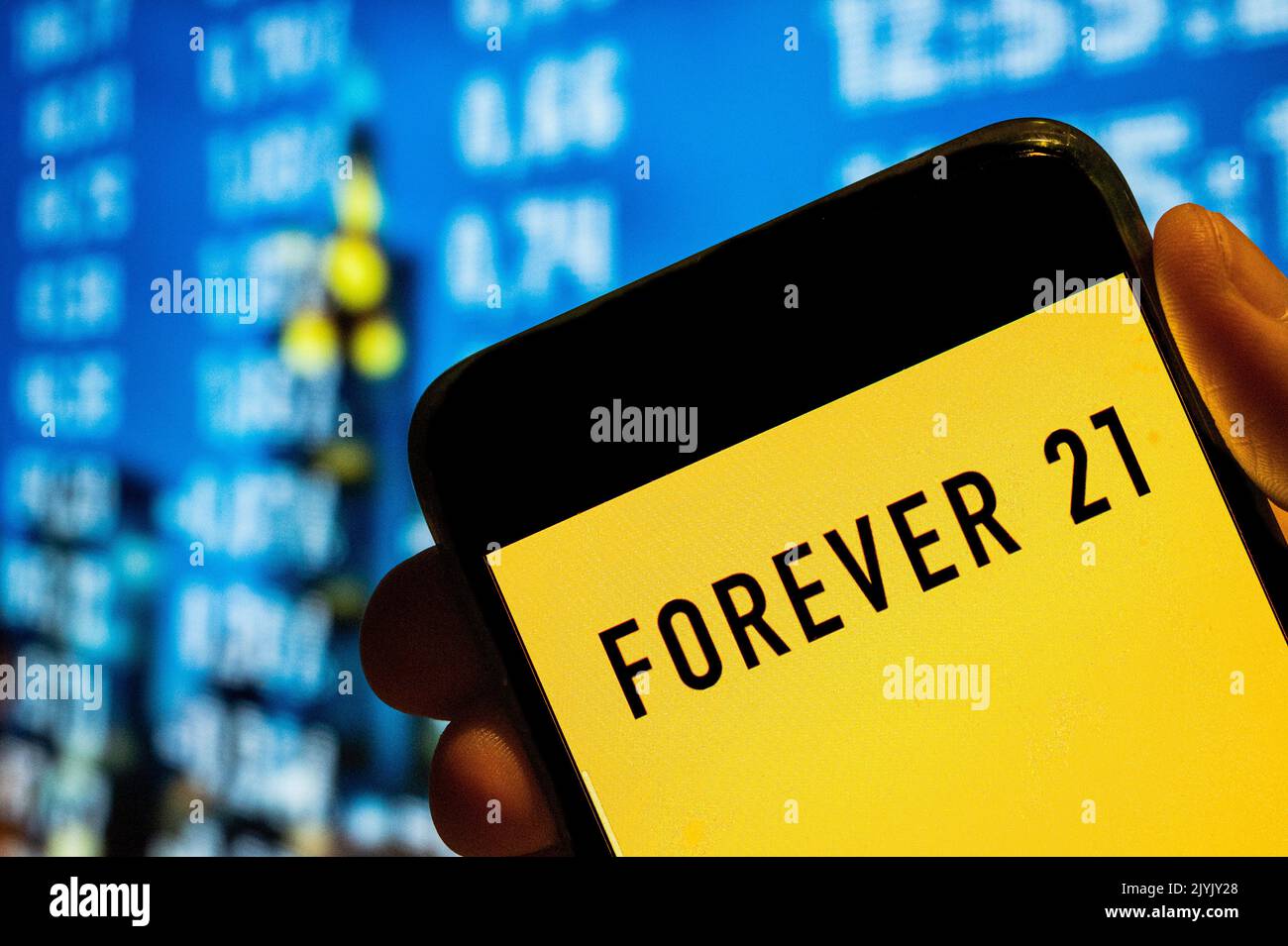 In this photo illustration, the American fashion retailer Forever 21 ...