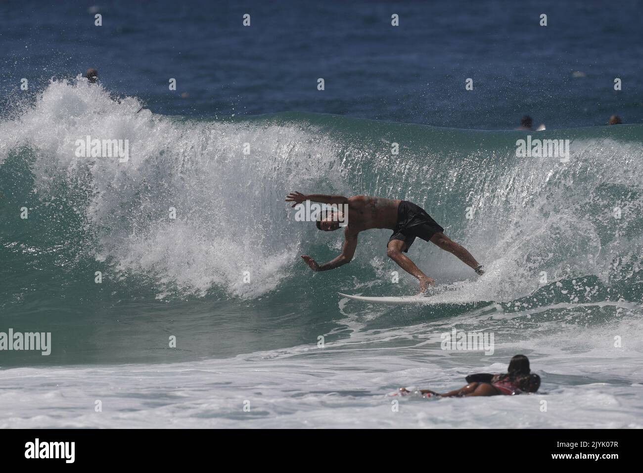 A surfer seen crashing at Snapper Rock in Coolangatta, Gold Coast ...