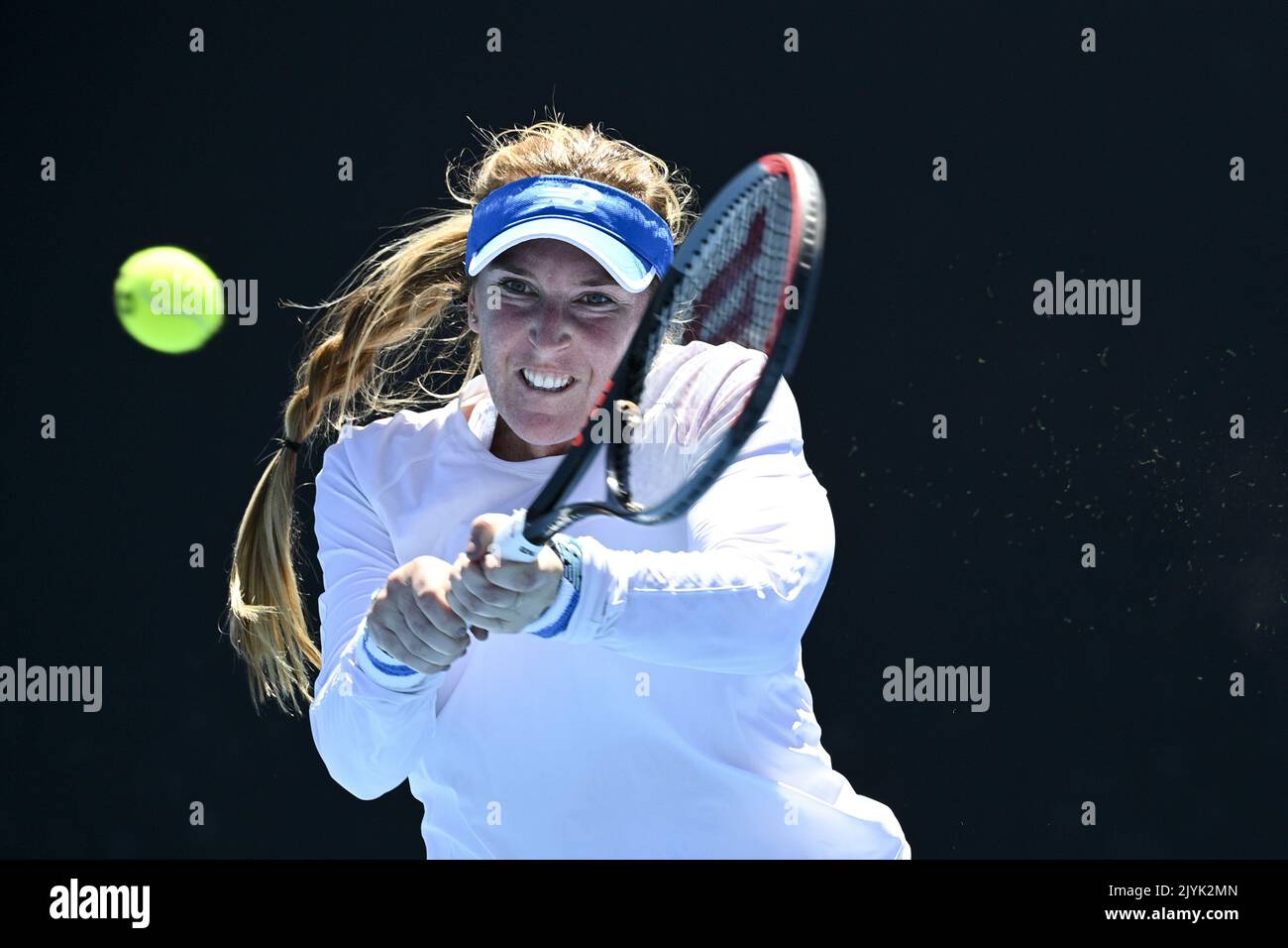 Madison Brengle of the United States of America in action during her ...
