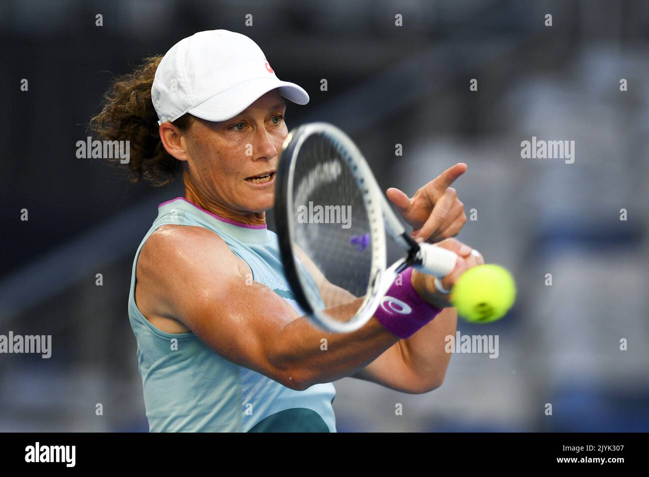 Sam Stosur of Australia in action during her first Round Women's singles match against Destanee ...