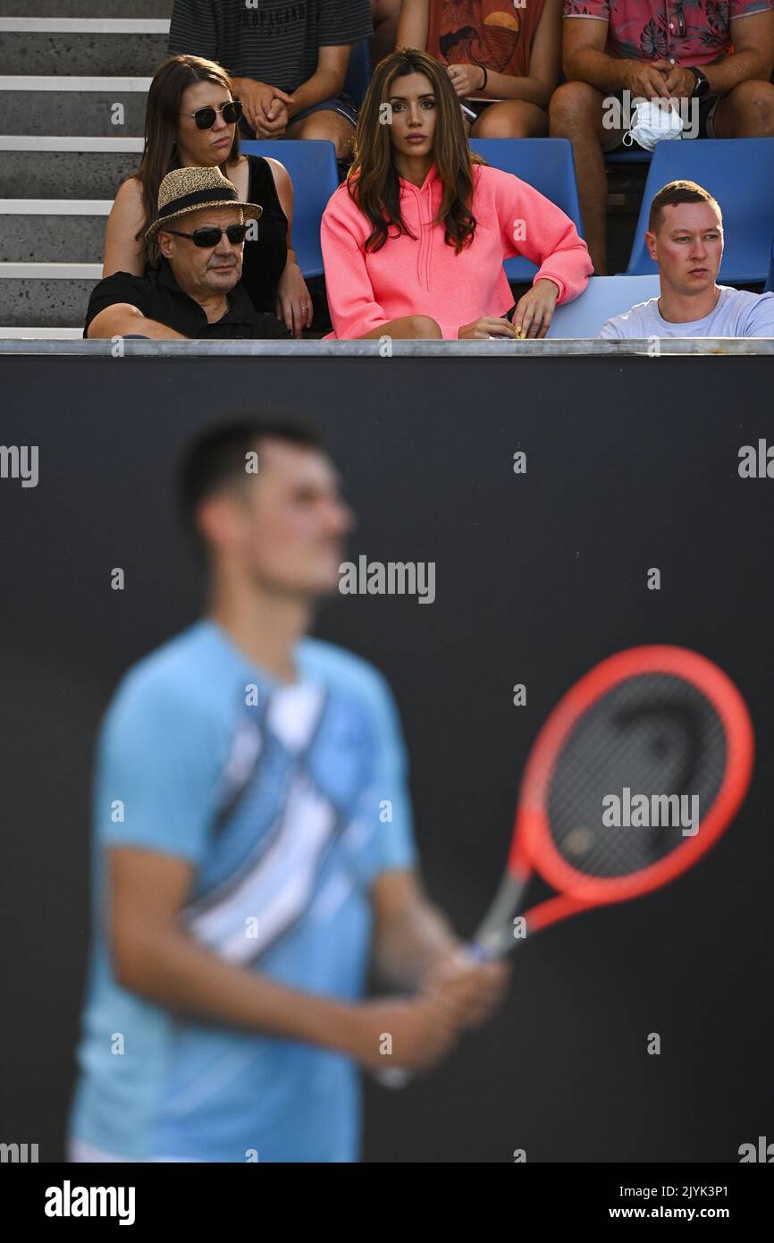 Girlfriend Vanessa Sierra reacts as she observes Bernard Tomic of ...