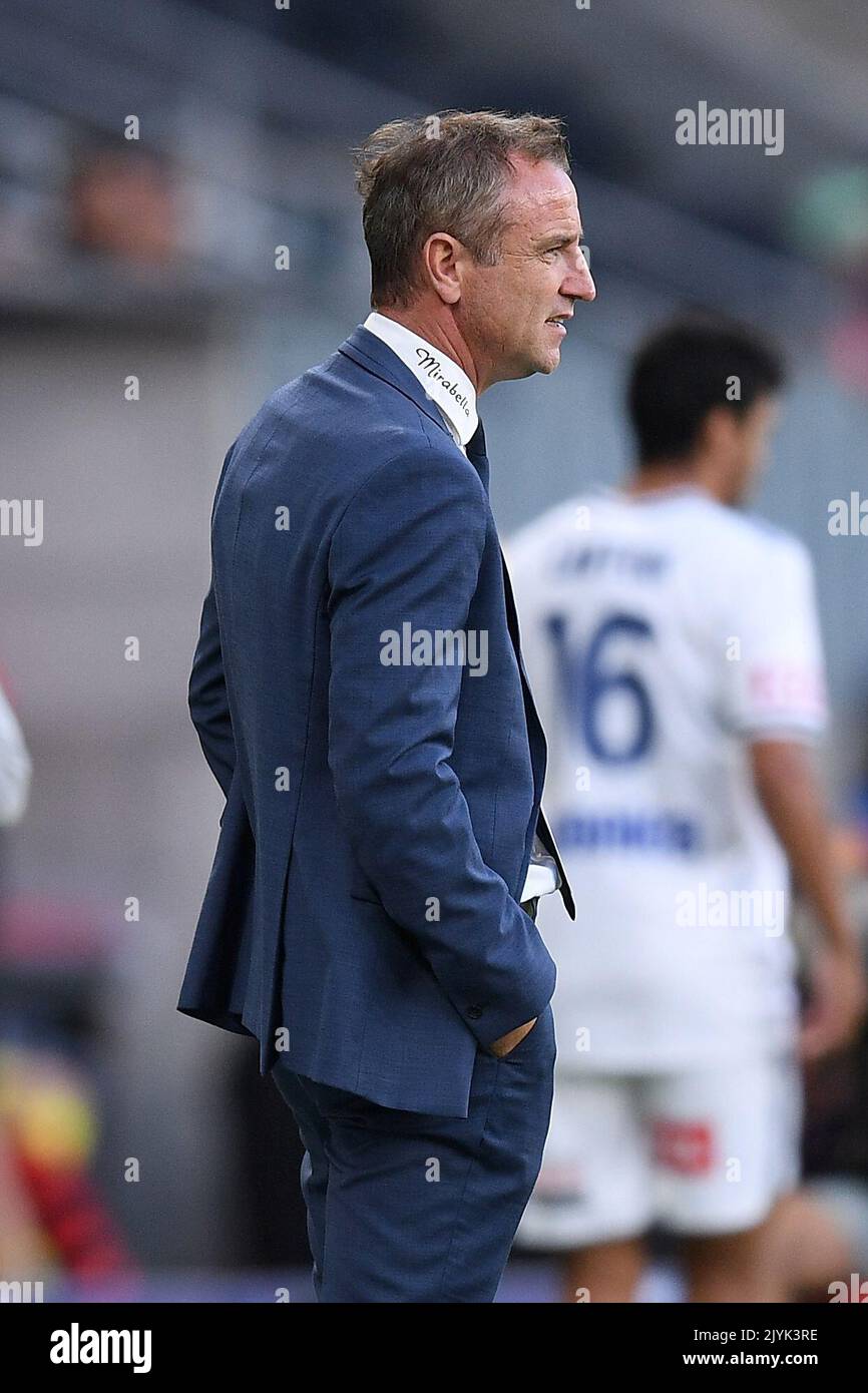 Victory coach Grant Brebner looks on during the A-League match between ...