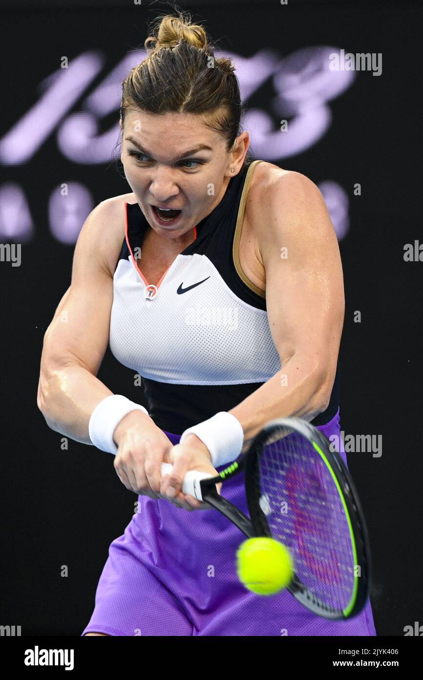 Simona Halep of Romania in action during her second Round Women's ...