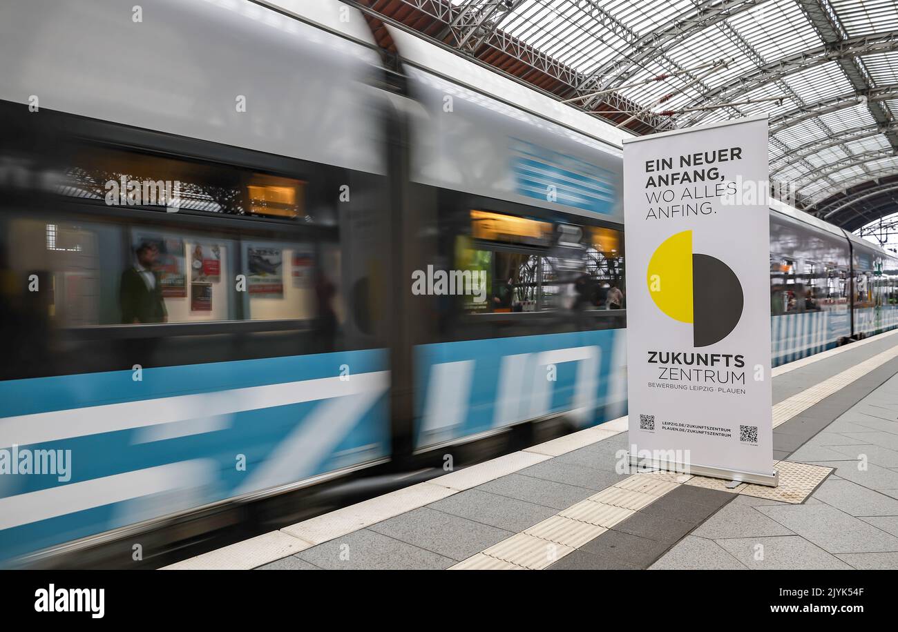 08 September 2022, Saxony, Leipzig: A so-called train of the future ...