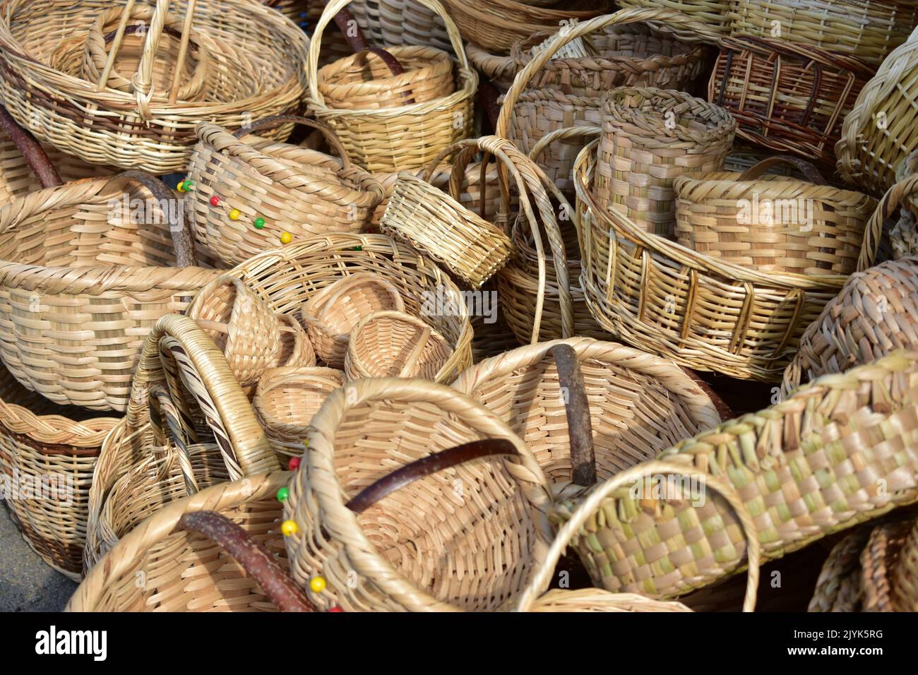 Vintage weave wicker baskets hi-res stock photography and images - Alamy