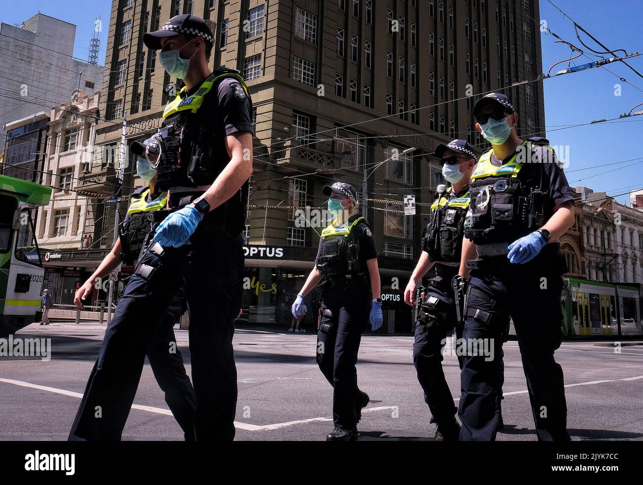 Victorian Police officers walk around Melbourne’s CBD , Monday ...