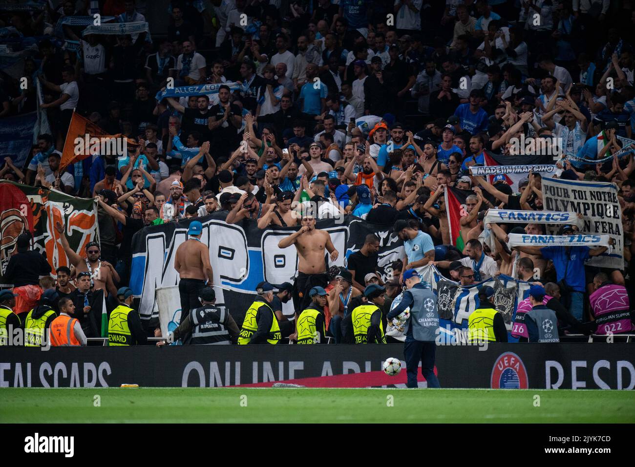 LONDON, ENGLAND - SEPTEMBER 07: fans of Olympique Marseill during the ...