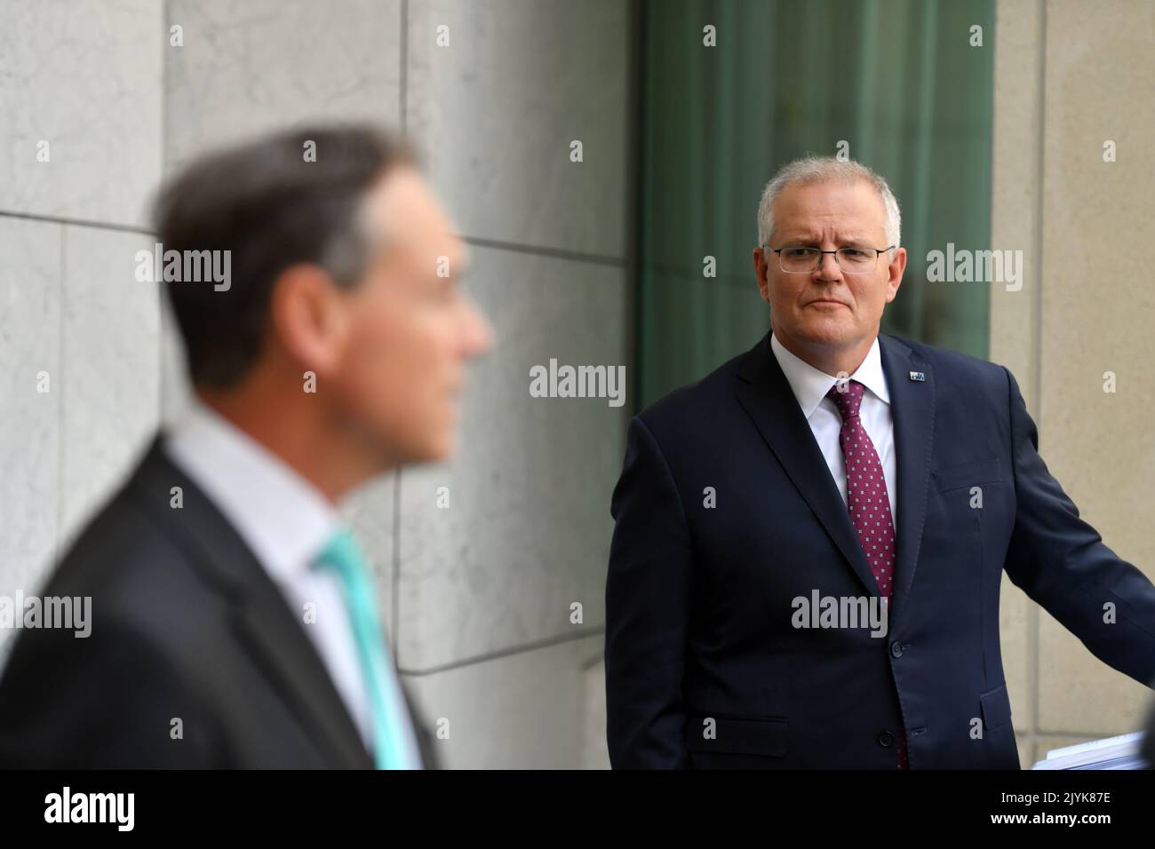 Minister for Health Greg Hunt and Prime Minister Scott Morrison during ...