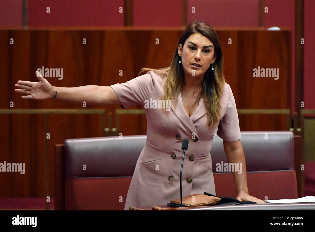 Greens Senator Lidia Thorpe in the Senate chamber at Parliament House ...