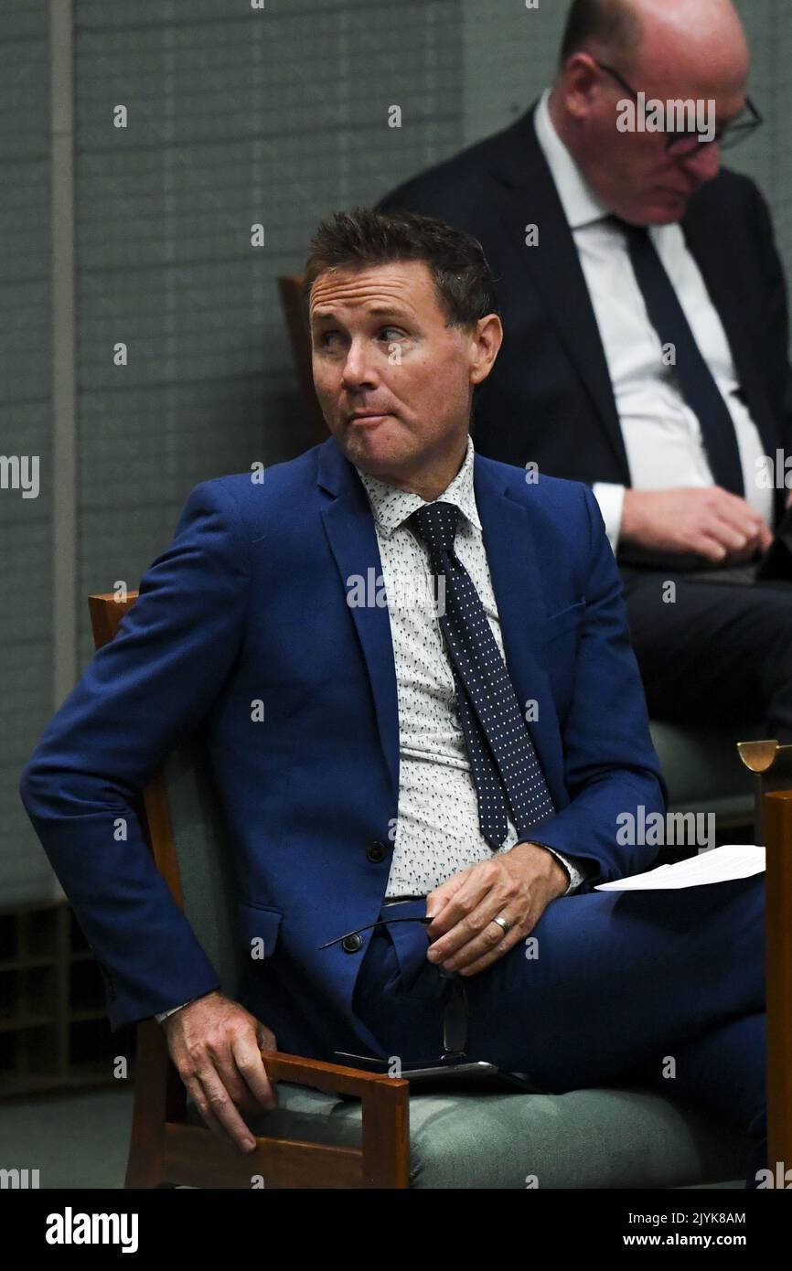 Liberal member for Bowman Andrew Laming reacts during House of ...