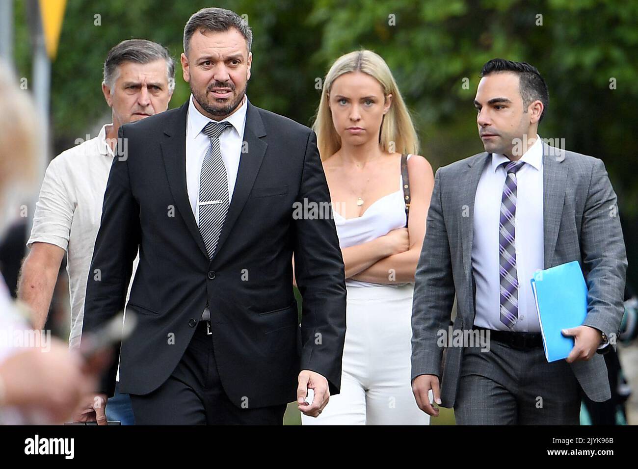 Kara Childerhouse (centre), the fiancee of former NRL player Michael ...