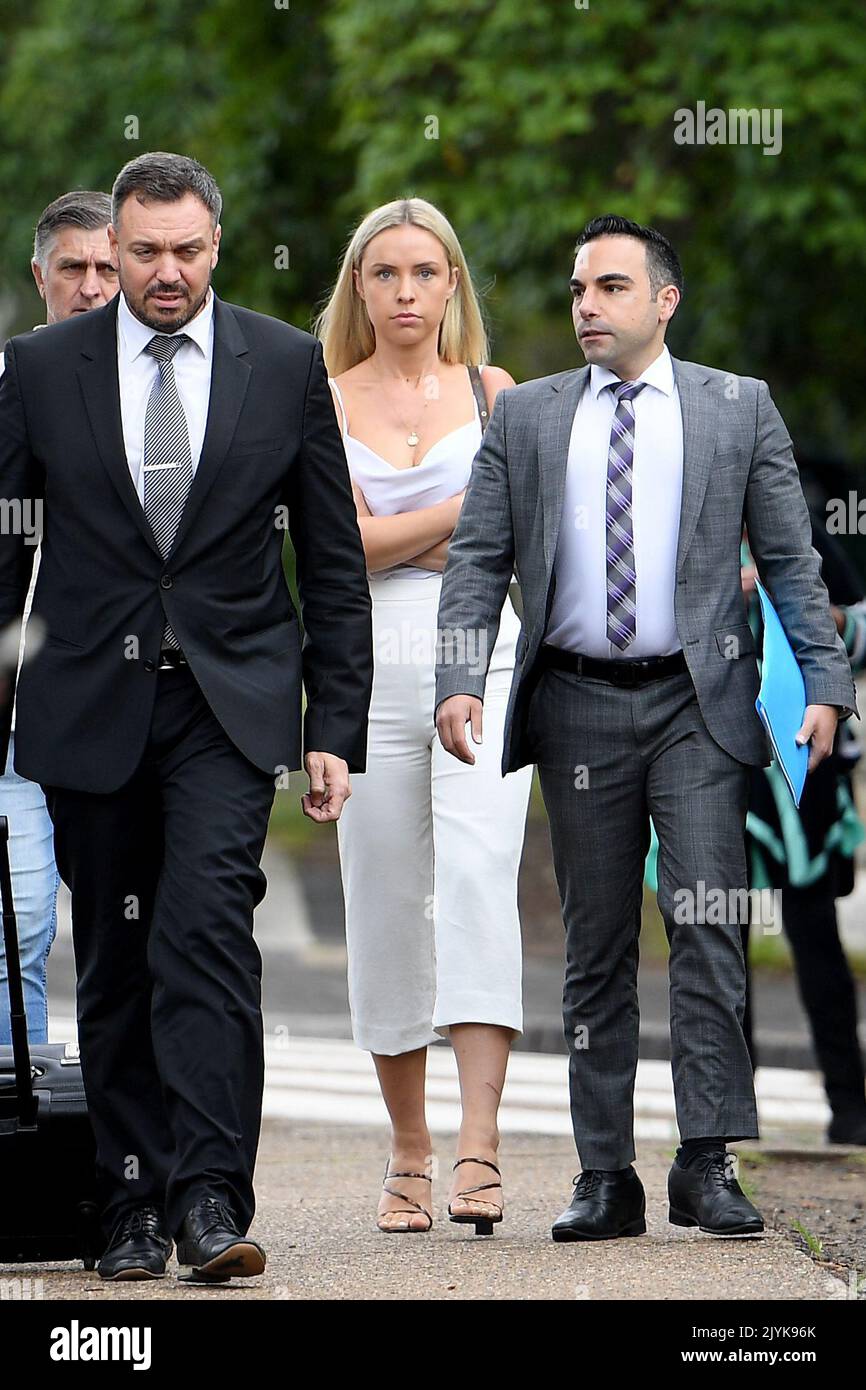 Kara Childerhouse (centre), the fiancee of former NRL player Michael ...