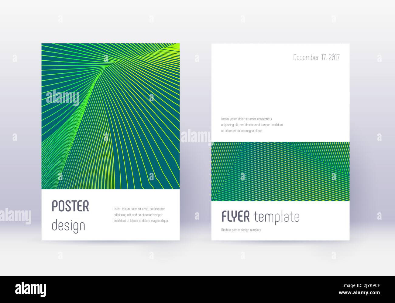 Minimalistic cover design template set. Green abstract lines on dark ...