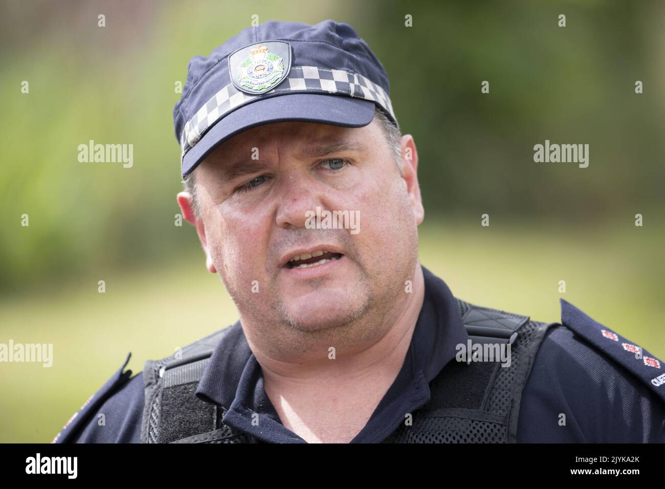 Acting inspector Mick Ackery speaks to media in Sunnybank in Brisbane ...