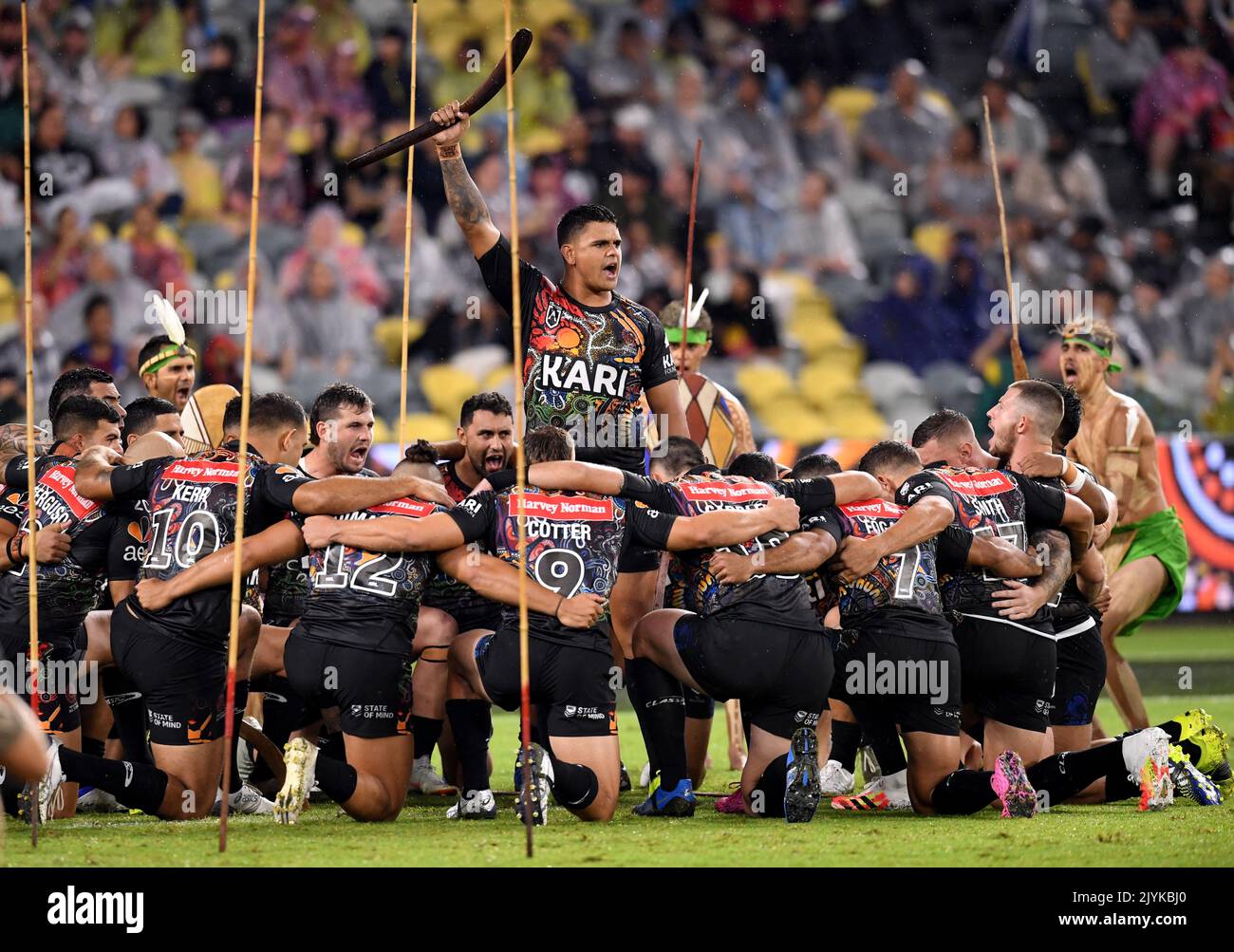 Latrell Mitchell (centre) of the Indigenous All Stars is seen during ...