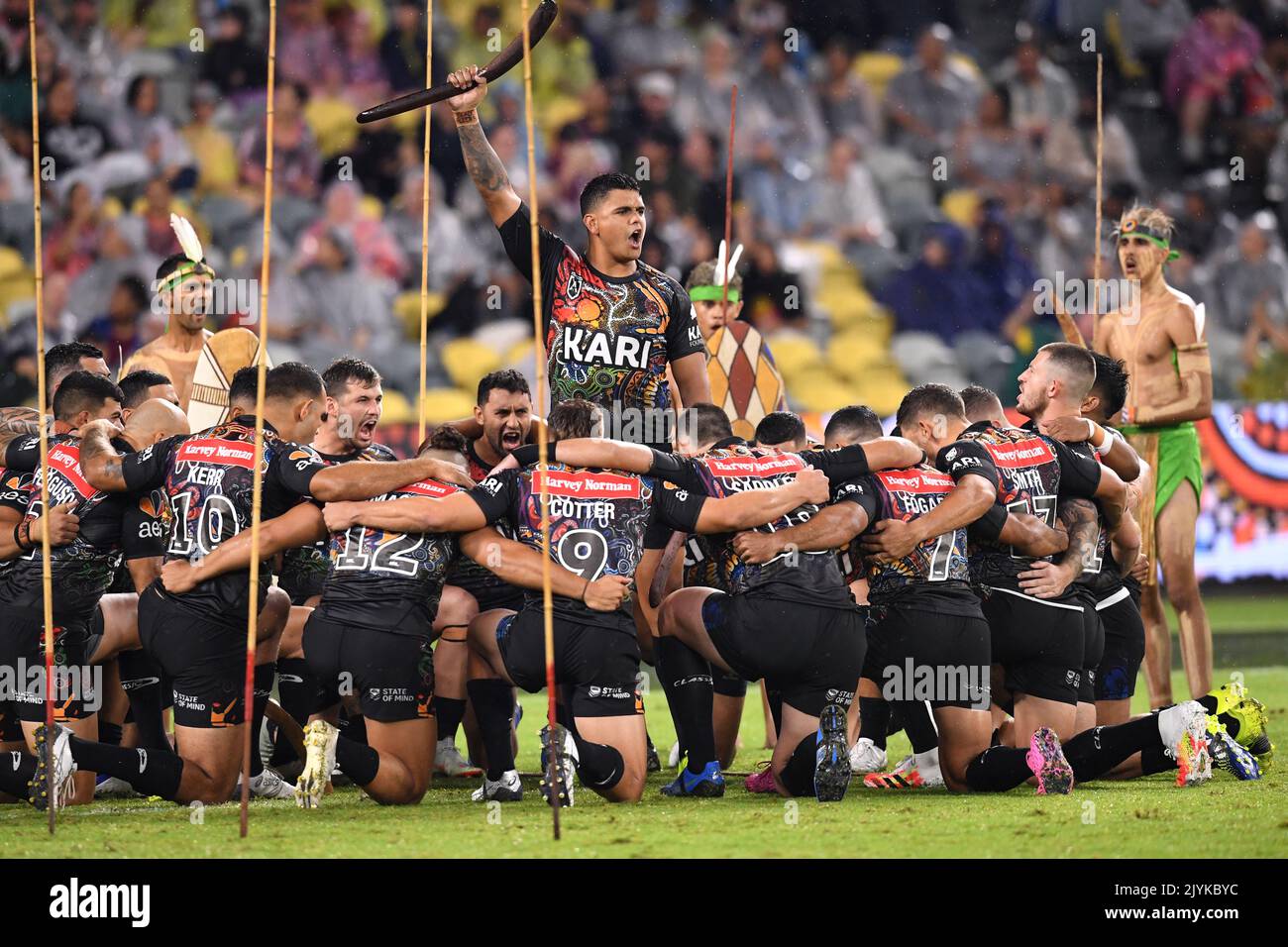 Latrell Mitchell (centre) of the Indigenous All Stars is seen during the Indigenous All Stars ...