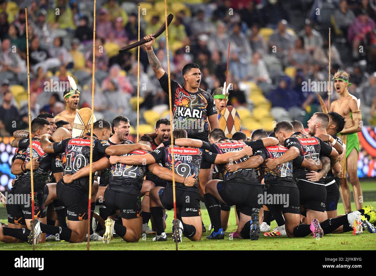 Latrell Mitchell (centre) of the Indigenous All Stars is seen during the Indigenous All Stars ...