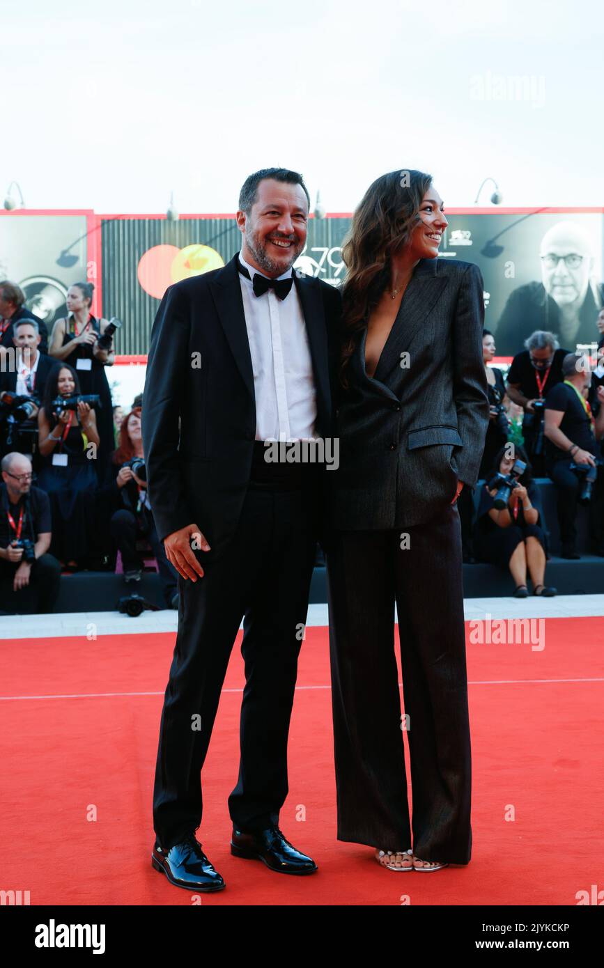 Matteo Salvini and Francesca Verdini attend "The Son" red carpet at the ...
