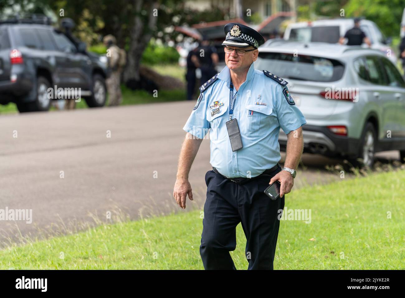 Inspector Roger Whyte announces the end to a police incident at a home ...