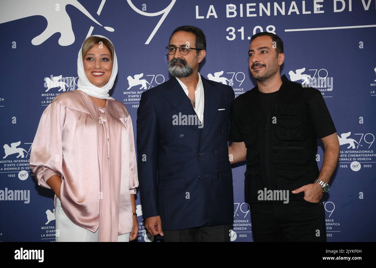 September 8, 2022, VENICE: Iranian filmmamker Vahid Jalilvand (C ...