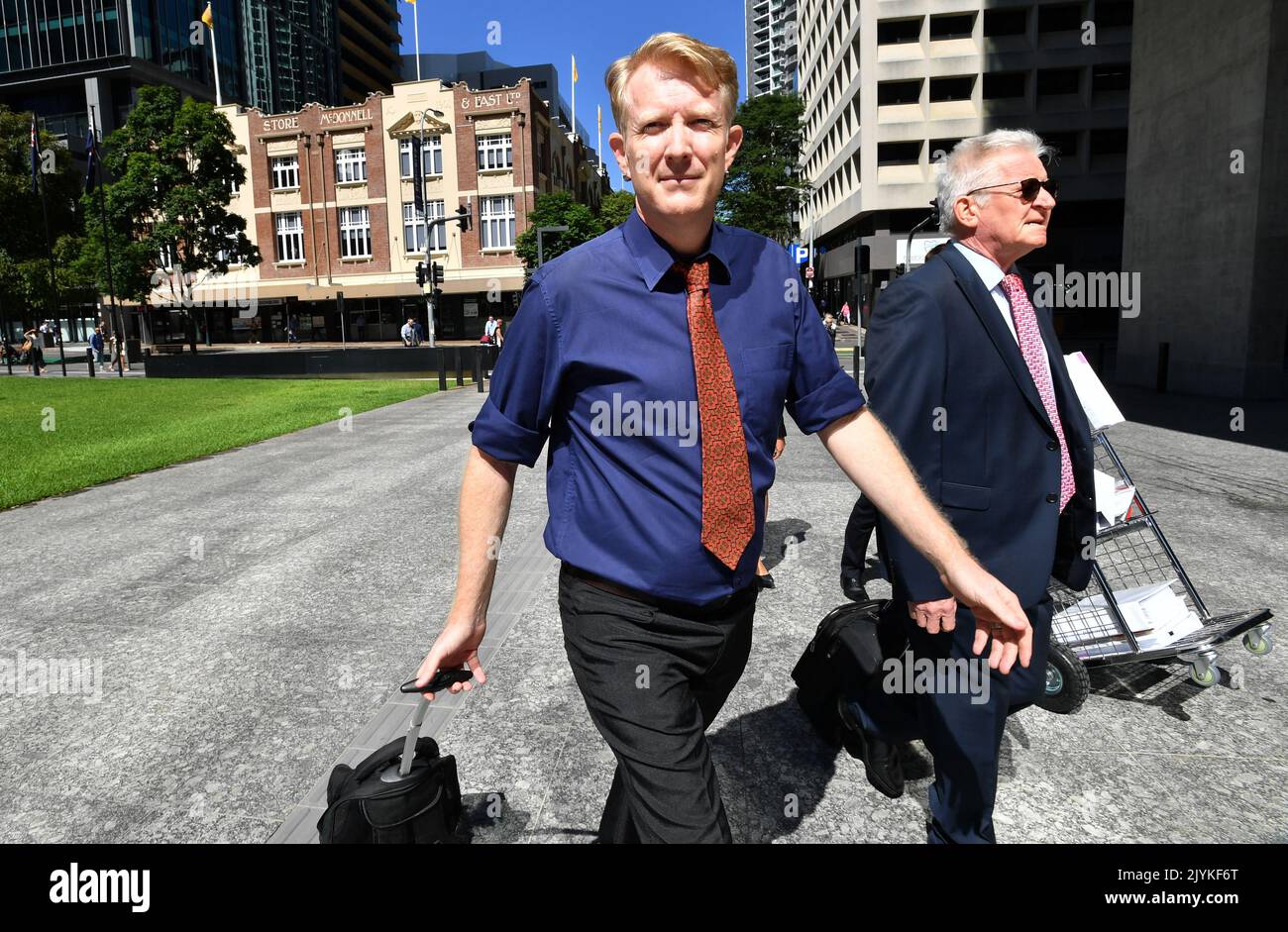 Anti-Adani coal mine activist Ben Pennings (left) is seen arriving at ...