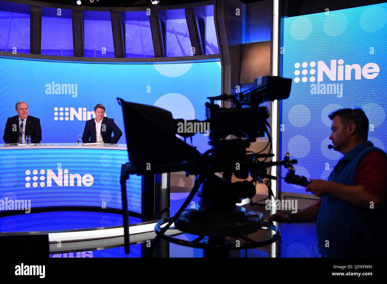 Newly appointed Nine CEO Mike Sneesby (right) is introduced by Nine ...