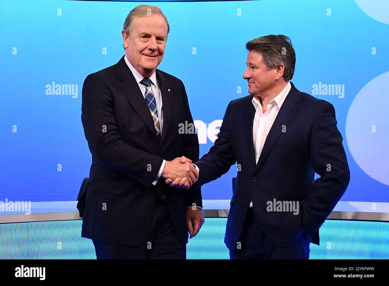 Newly appointed Nine CEO Mike Sneesby (right) is introduced by Nine ...