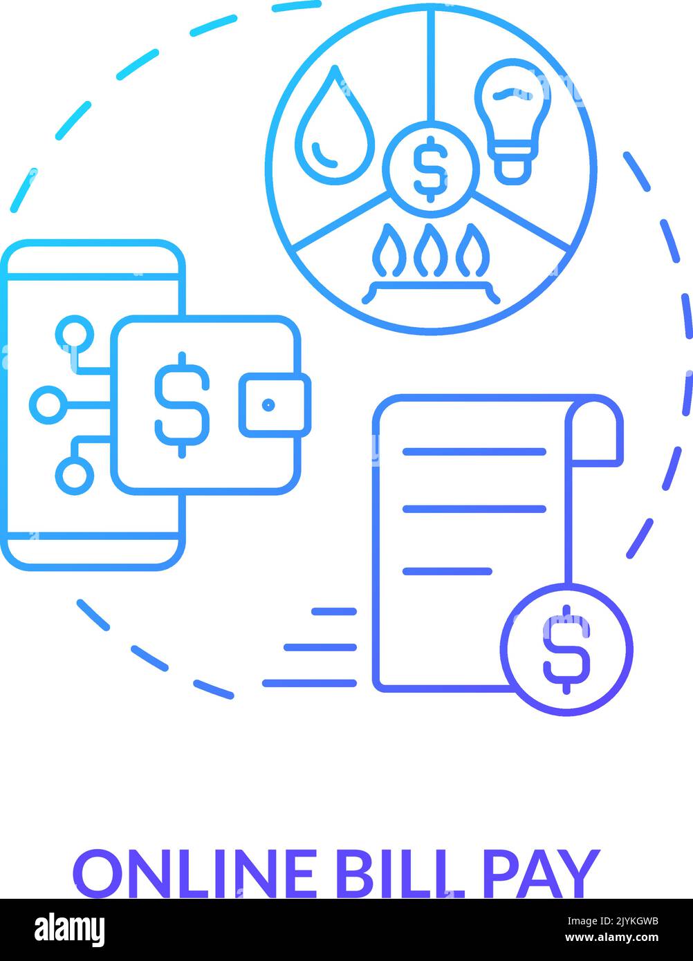 Online bill pay blue gradient concept icon Stock Vector Image & Art - Alamy