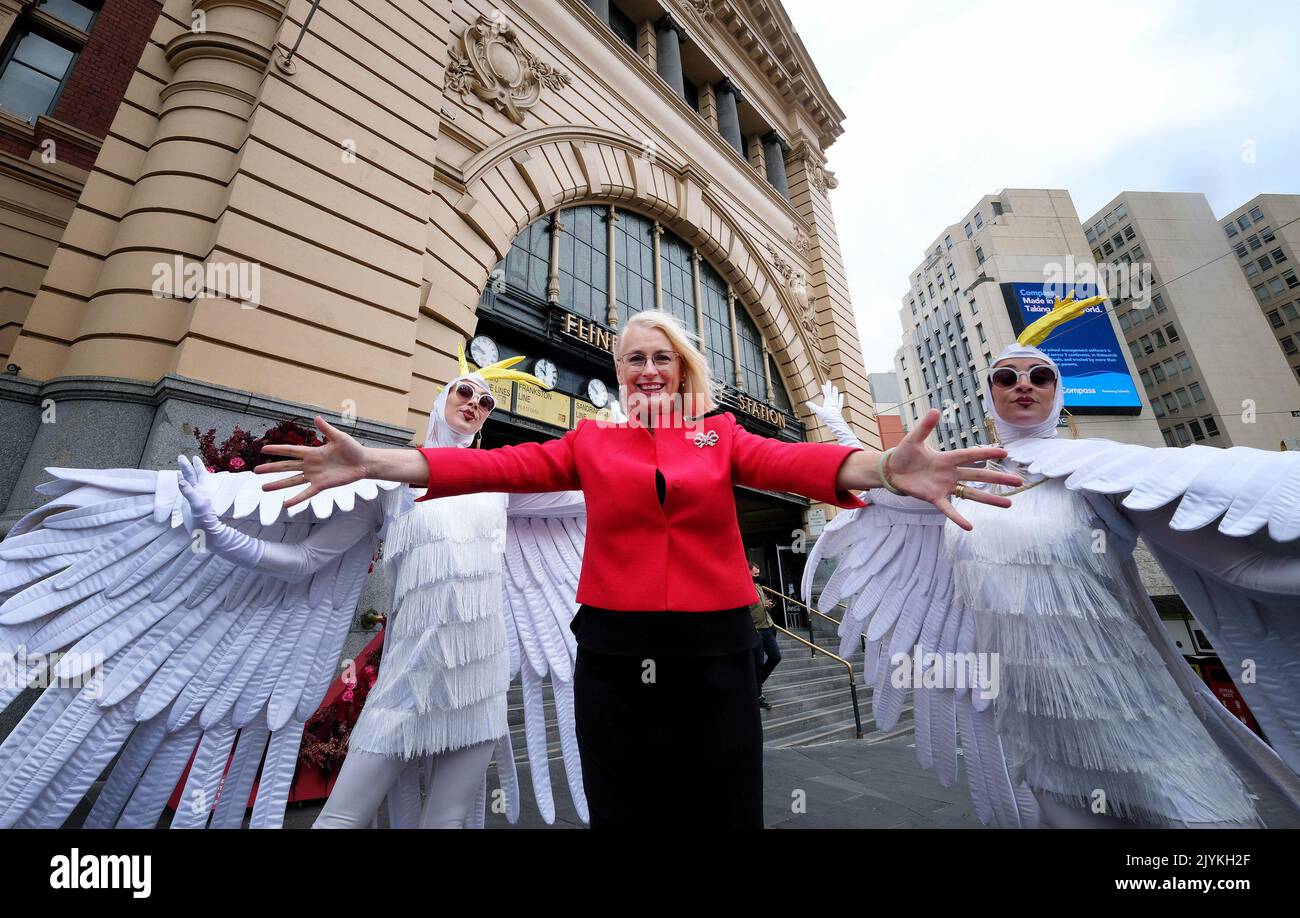 Melbourne’s Lord Mayor Sally Capp poses for a photo during a preview ...