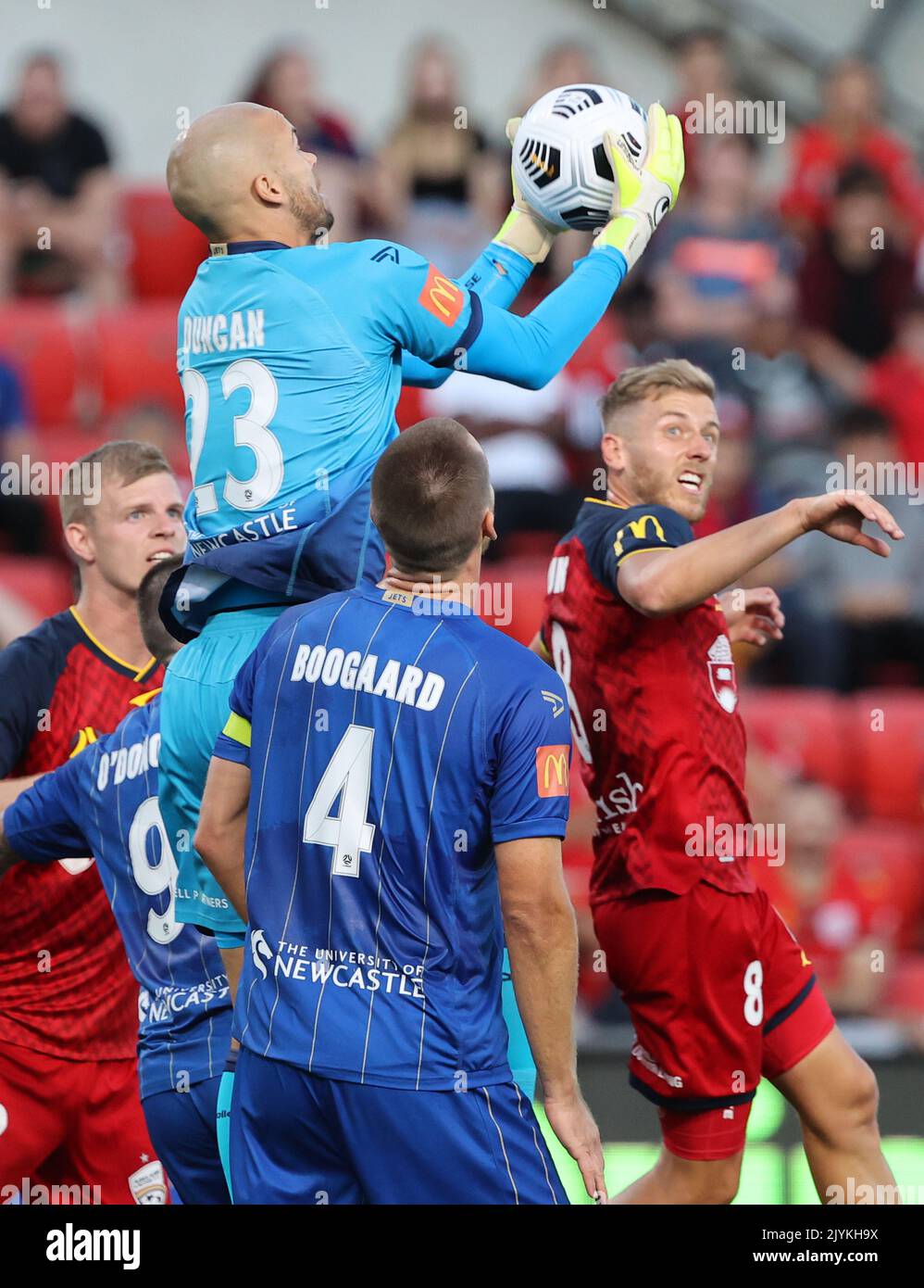 Keeper Jack Duncan of the Jets during the A-League match between ...