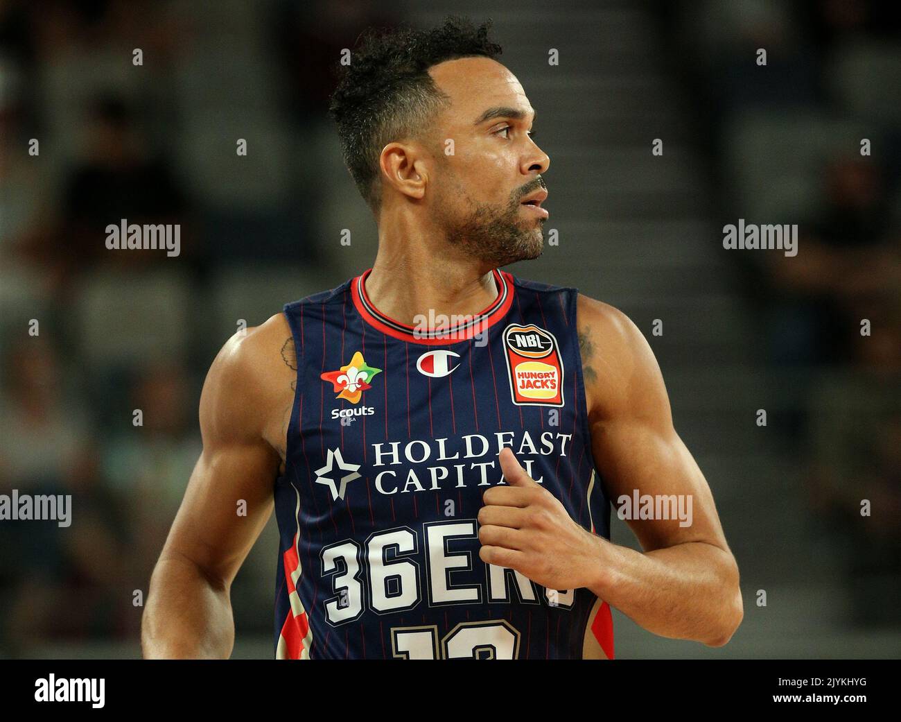 Daniel Dillon of Adelaide looks on during the NBL match between the ...