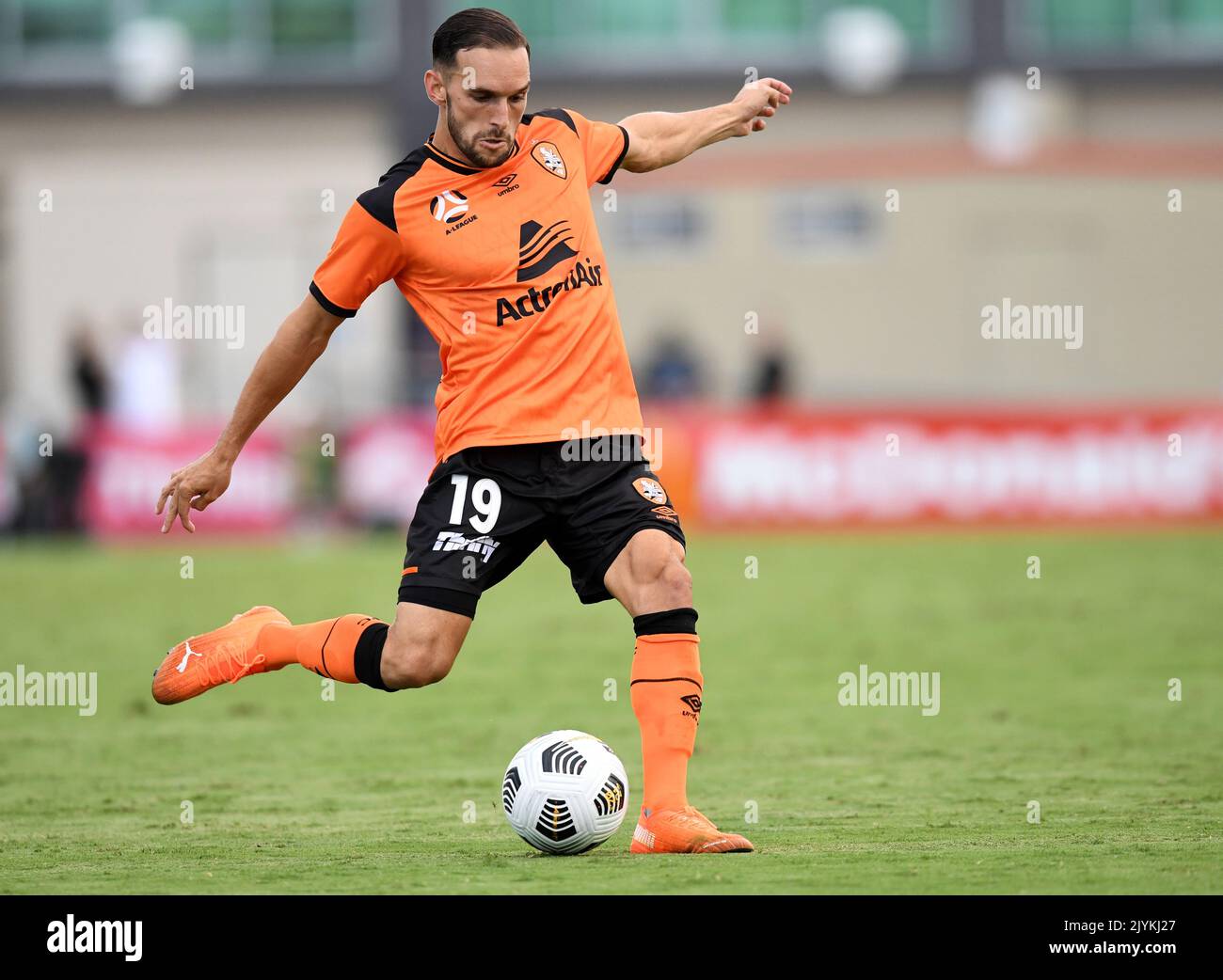 Jack Hingert of the Roar in action during the A-League match between ...