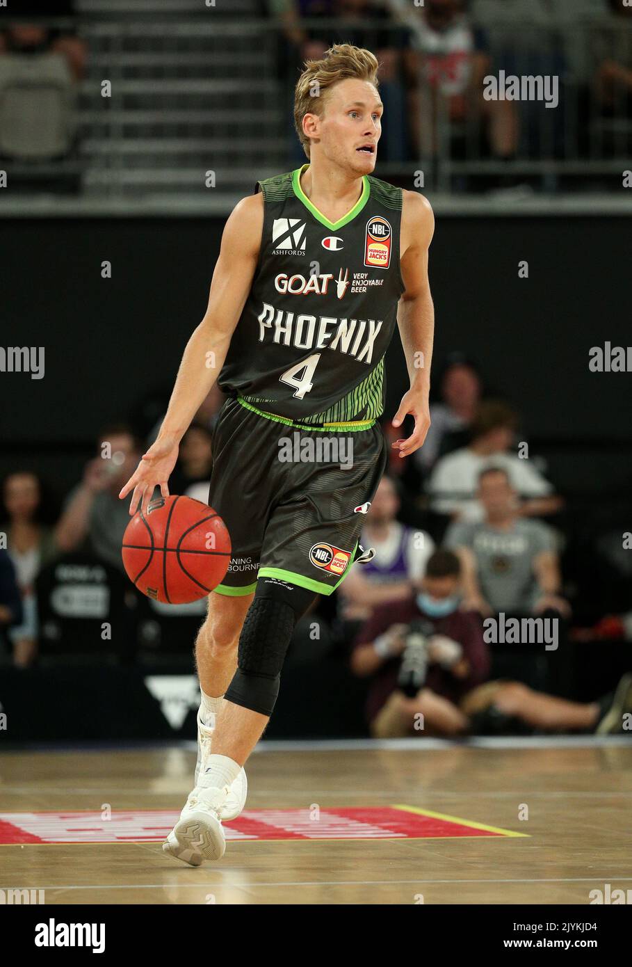 Kyle Adnam of the Phoenix in action during the NBL match between the ...