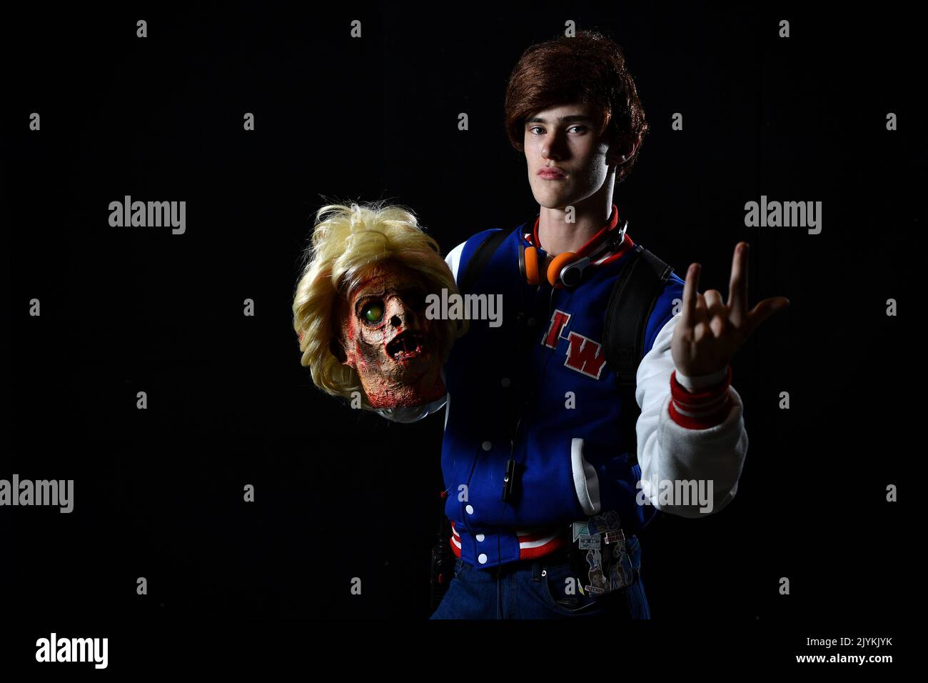 Ryan Grimm as AJ the Jock poses for a photograph during the Oz Comic ...